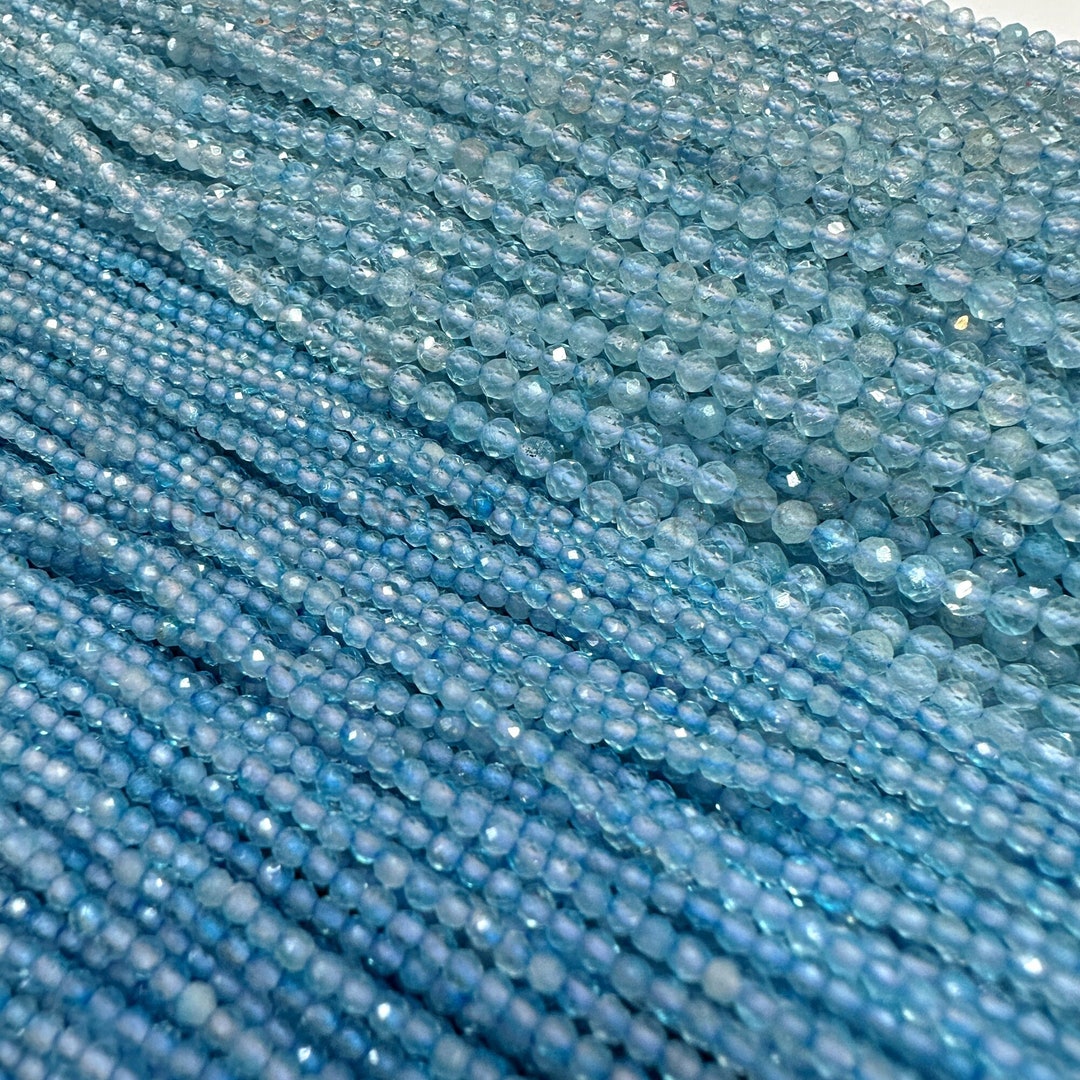 Tiny Blue Topaz Micro Faceted Beads 2mm 3mm 4mm, Small Light Blue Topaz ...