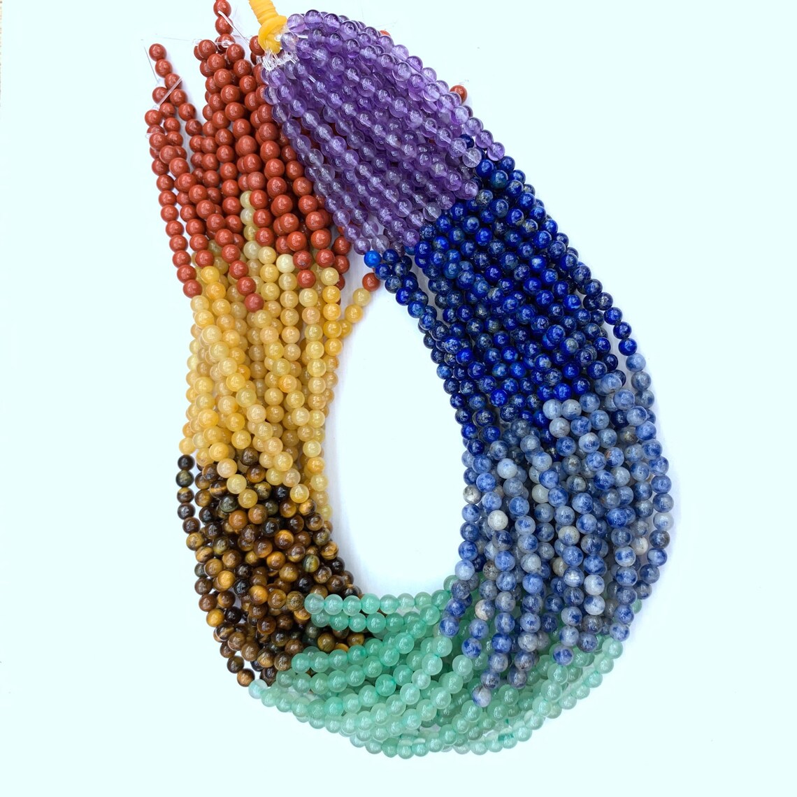 7 Chakra Beads 4mm Smooth Full String Tiny 7 Chakra Gemstone | Etsy