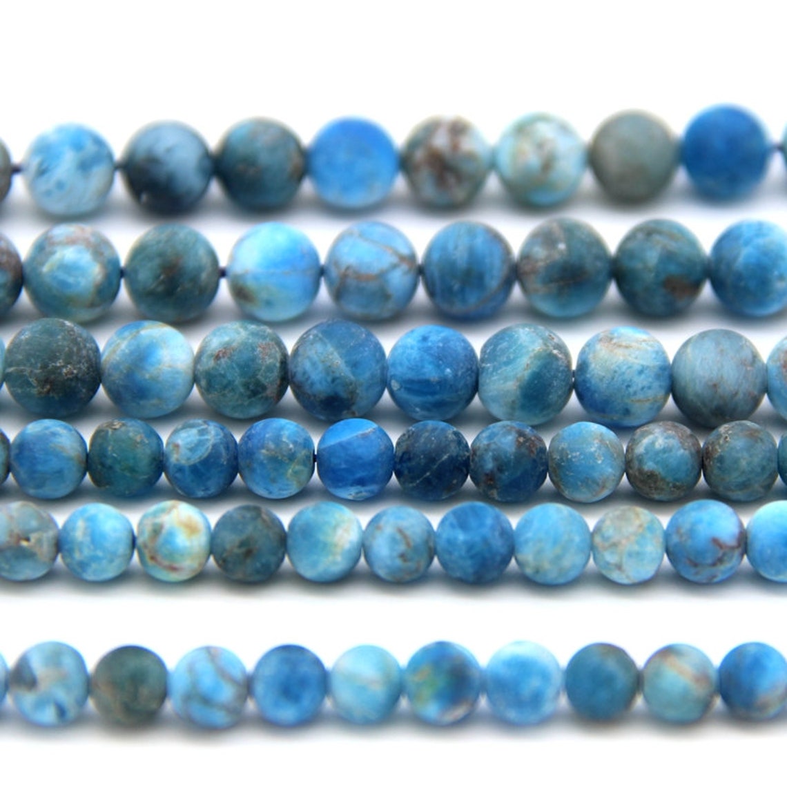 Matte Blue Apatite Beads 6mm 8mm Genuine Apatite Gemstone Blue Beads ...