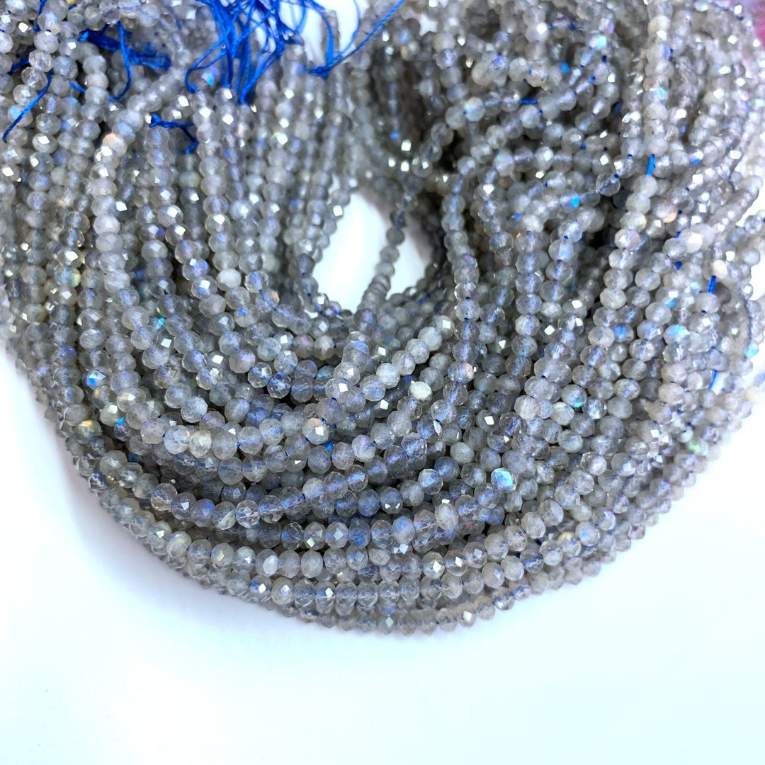 Tiny Labradorite 3x2mm 4x3mm Rondelle Micro Faceted Beads, Small Gray ...