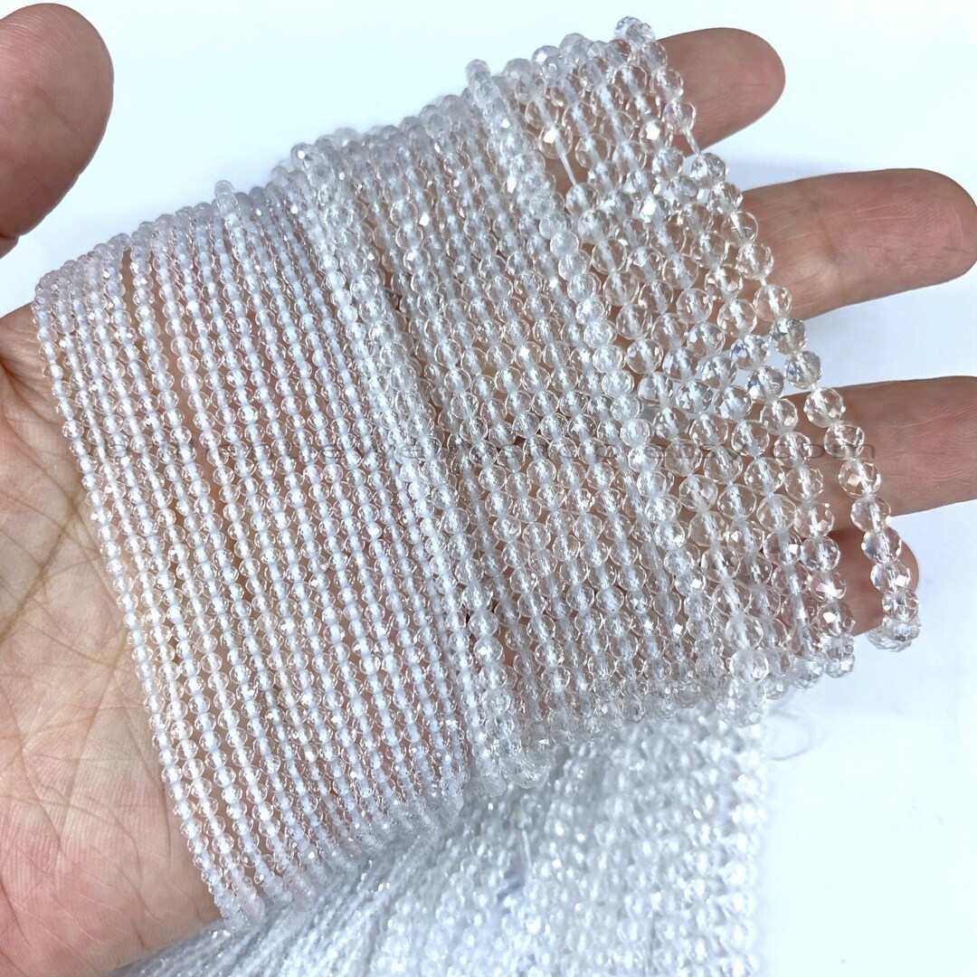 Natural Rock Crystal 2mm 3mm 4mm Micro Faceted Beads, Tiny Clear ...