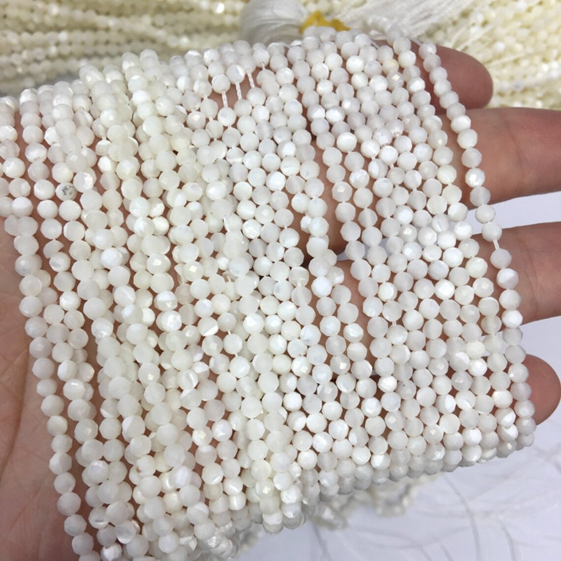Mother of Pearl Beads Micro Faceted 2mm 3mm 4mm,small White Shell Beads ...