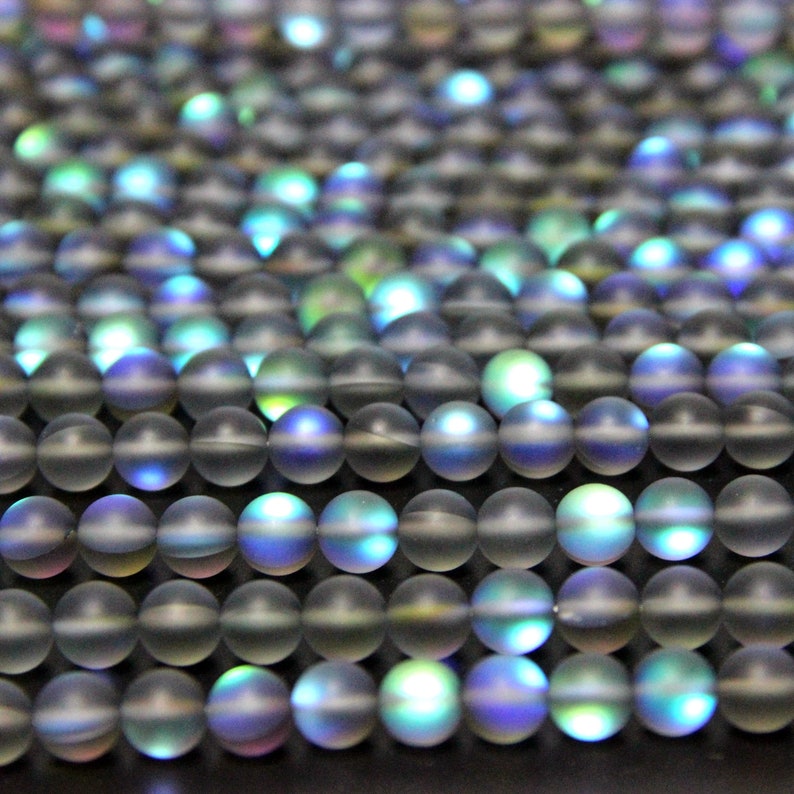 Matte Gray Aurora Borealis Crystal Beads 6 8 10mmjet Black | Etsy
