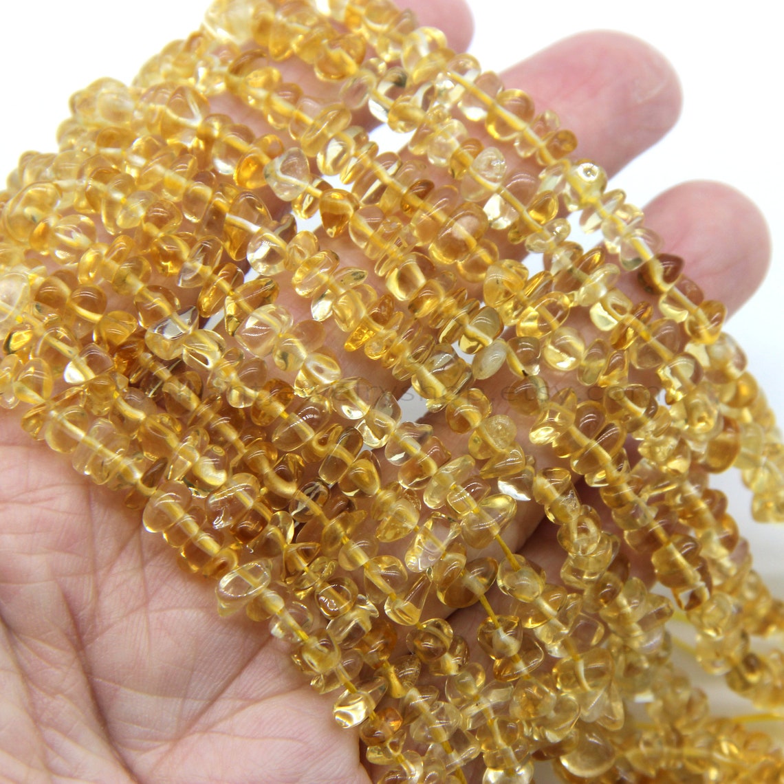 Natural Citrine Chips Beads 4-7mm Grade A, Genuine Yellow Crystal Semi ...