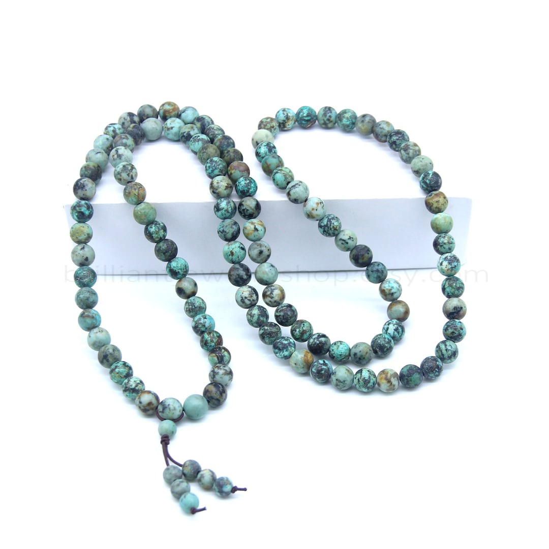 Matte African Turquoise 108 Mala 8mm, African Turquoise Mala Bracelet ...