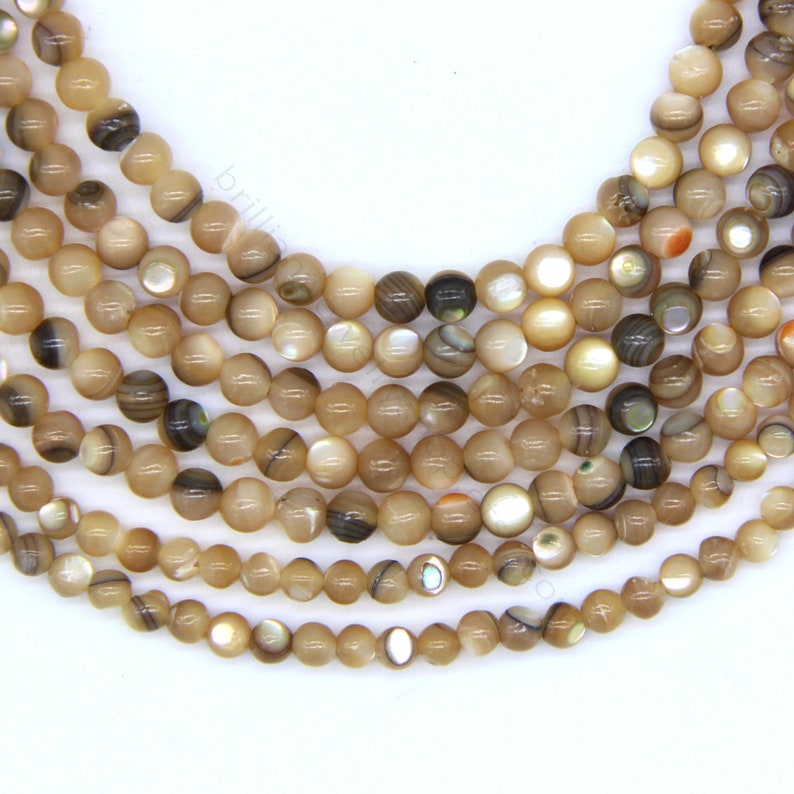 Tiny Abalone Shell Beads Smooth Light Color 3.5mm 4.2mm, Natural Light ...