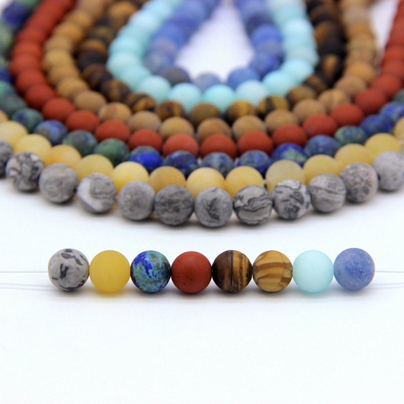 Matte Set Solar System Gemstone Beads 8mm 6mm,set Planet Beads ...