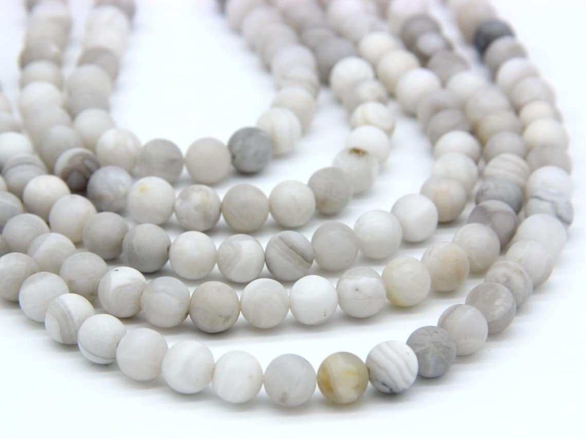 Natural Matte White Agate Beads 6 8mm 10mm White Gemstone - Etsy