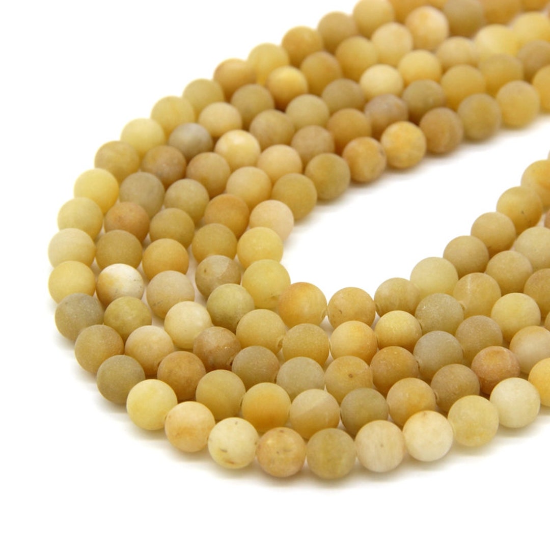 Natural Matte Yellow Jade Beads 6mm 8mm, Genuine Golden Yellow Jade ...