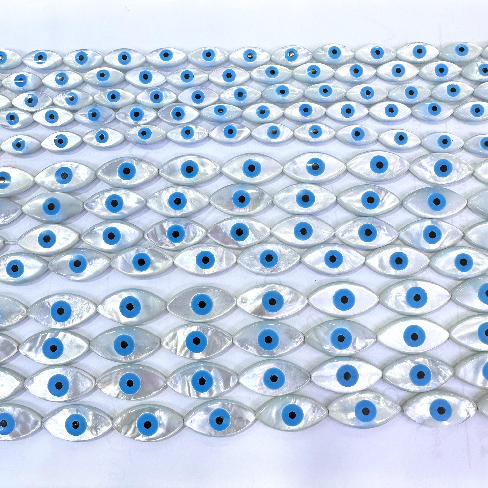 Natural Mother of Pearl Evil Eye Beads 4mm 6mm 8mm 10mm, Double Side ...