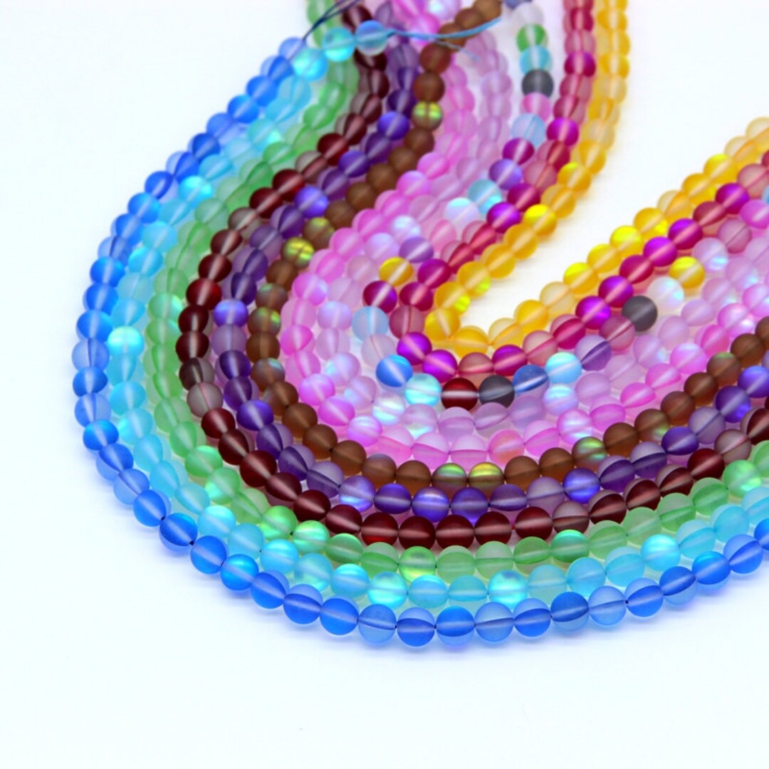 Matte Aurora Crystal Beads 6mm 8mm 10mm, 11 Colors Frosted Mystic ...