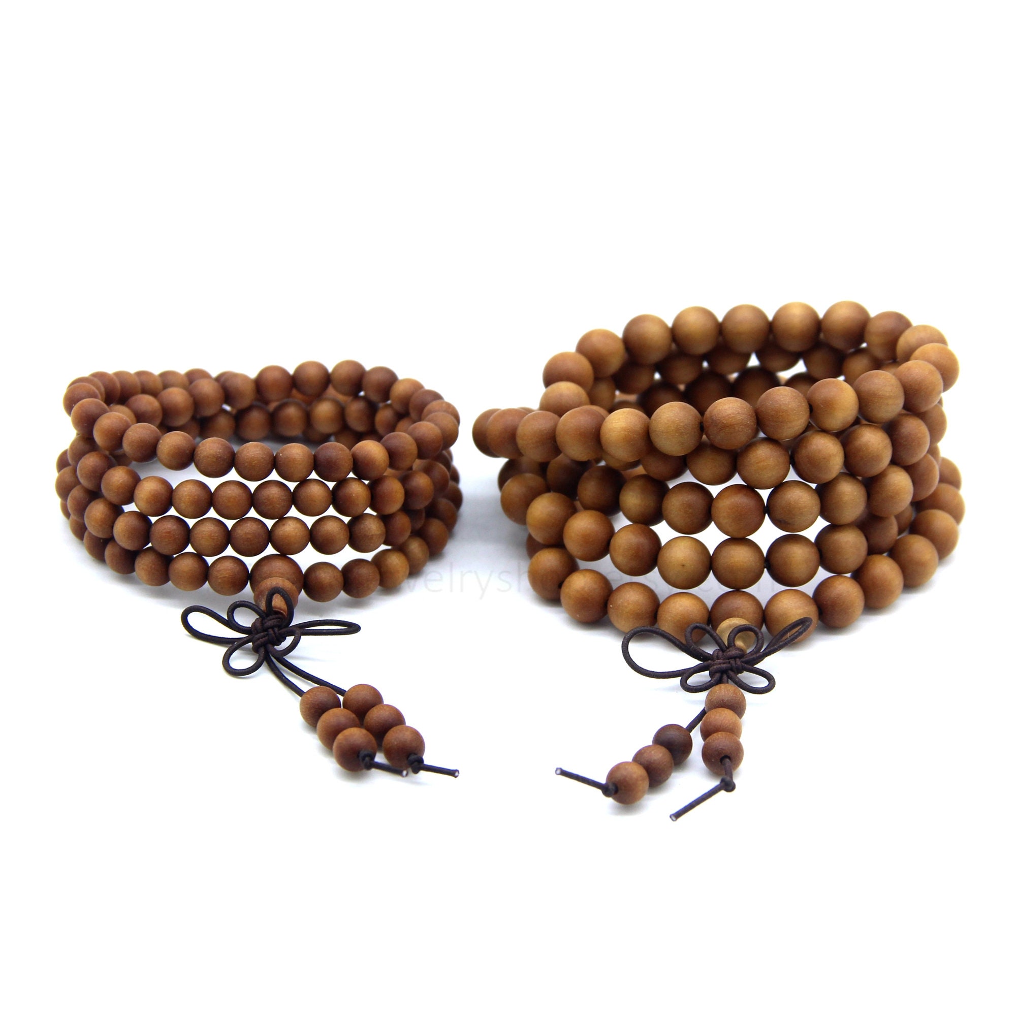 108 Wood Mala, Natural Sandalwood Mala Beads 6mm 8mm, Buddhist Prayer ...