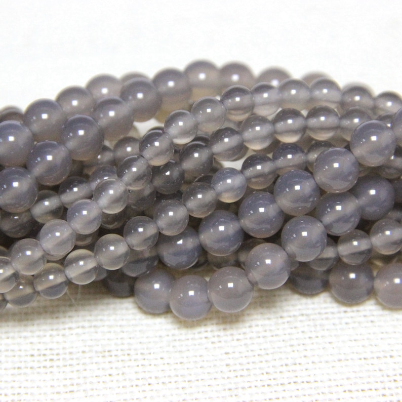 Gray Agate Beads 6mm 8mm 10mm Gray Chalcedony Agate Gemstone - Etsy