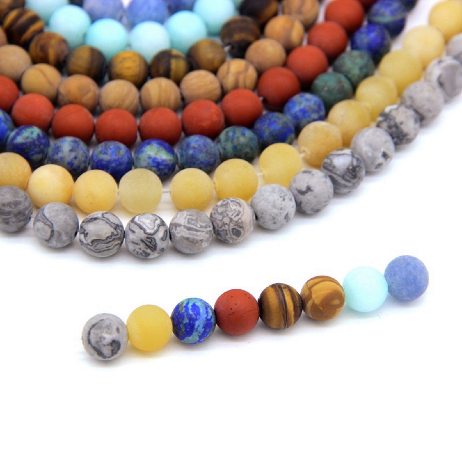 Matte Set Solar System Gemstone Beads 8mm 6mmset Planet - Etsy