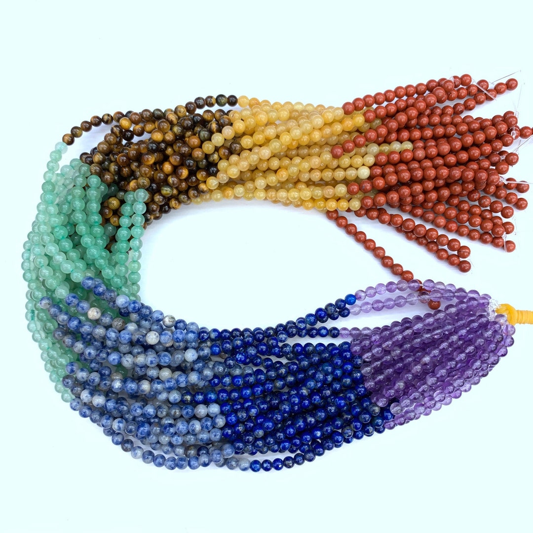 7 Chakra Beads 4mm Smooth Full String, Tiny 7 Chakra Gemstone Beads ...