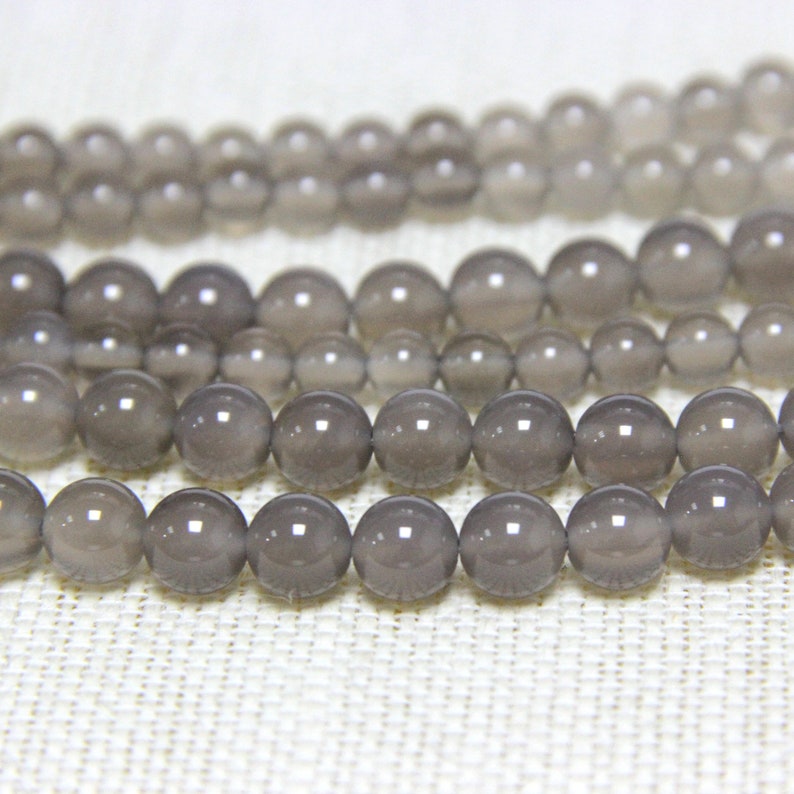 Gray Agate Beads 6mm 8mm 10mm Gray Chalcedony Agate Gemstone - Etsy