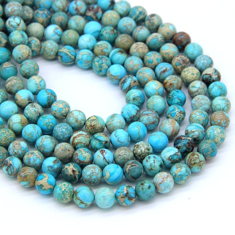 Turquoise Sea Sediment Jasper Beads 6mm 8mm Turquoise Blue | Etsy