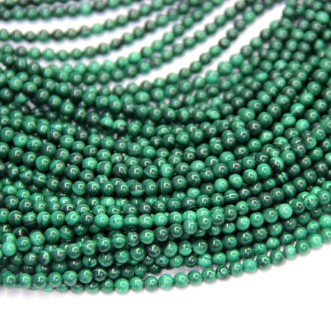 Tiny Malachite Round Smooth Beads 2 3 4mm Natural Malachite A Quality ...