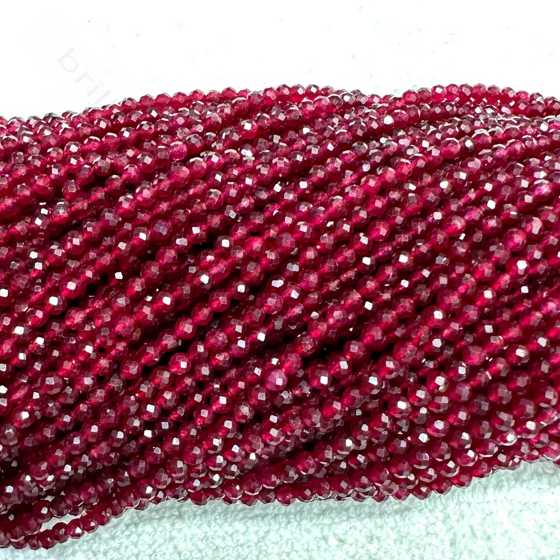 Dark Red Ruby Jade Micro Faceted Beads 2mm 3mm, Small Red Jade Beads ...