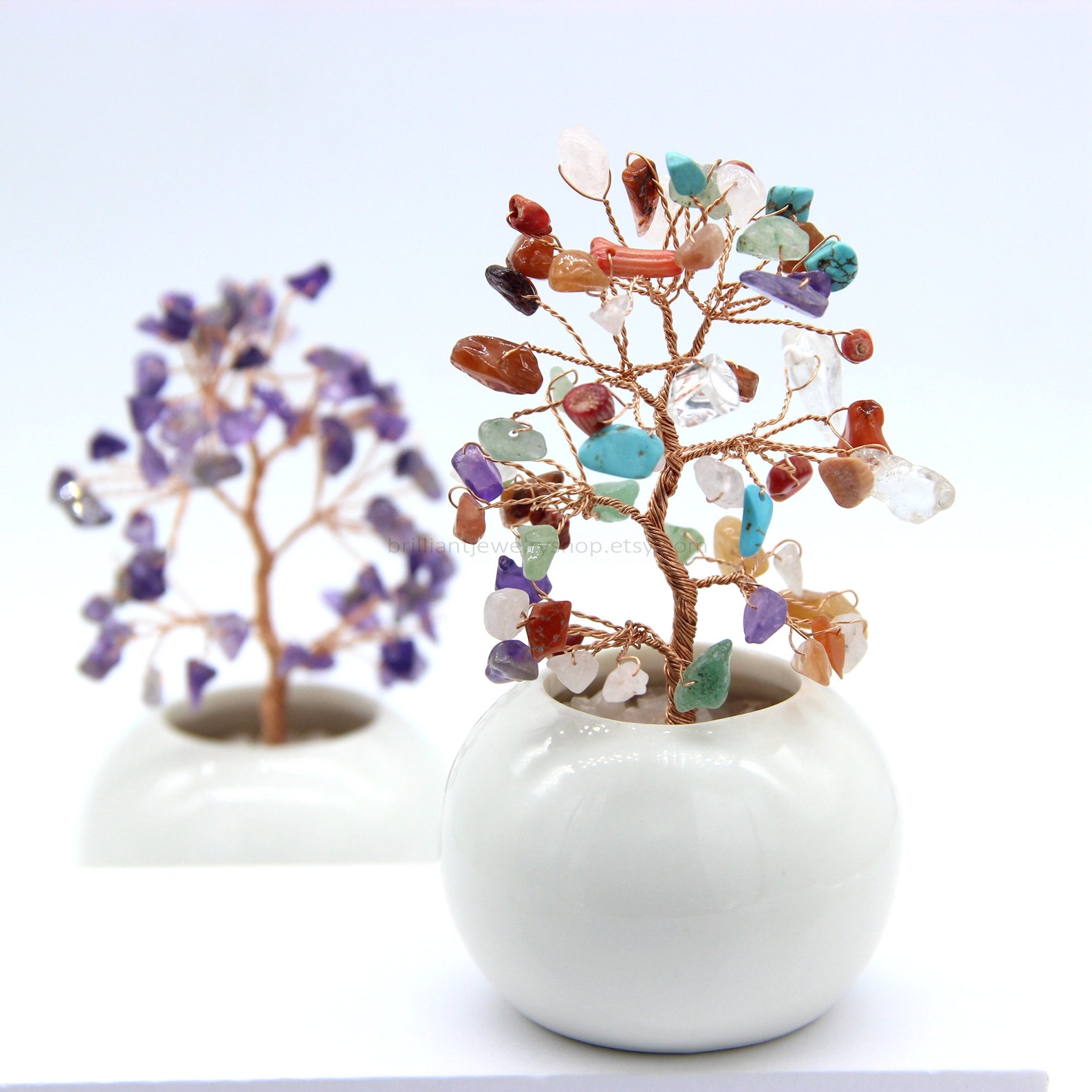 Multi Crystal Treegemstone Wire Sculpture Tree of | Etsy