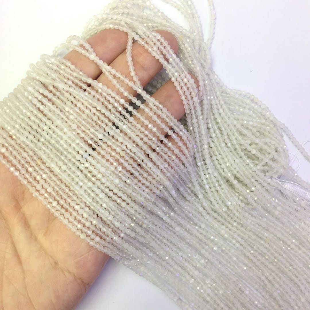 Natural White Moonstone Beads Micro Faceted 2mm 3mm 4mm Tiny Moonstone ...