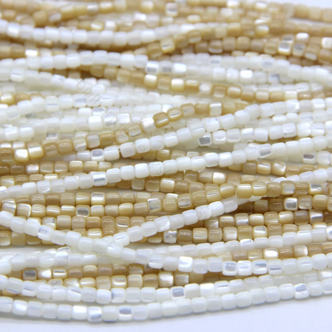 Small Mother of Pearl Cylinder Beads 3mm, Natural MOP Tube Beads, White ...