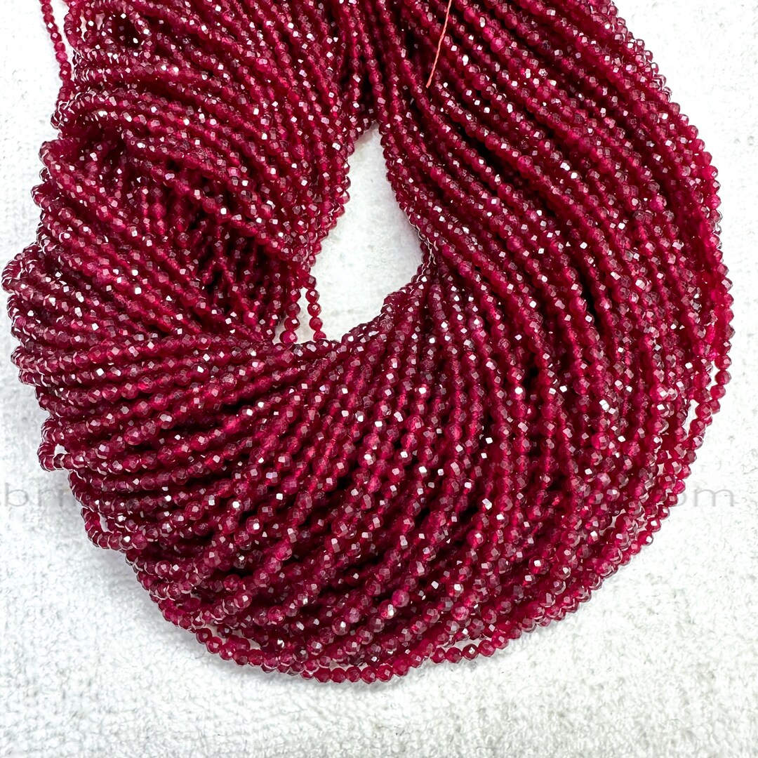 Dark Red Ruby Jade Micro Faceted Beads 2mm 3mm, Small Red Jade Beads ...