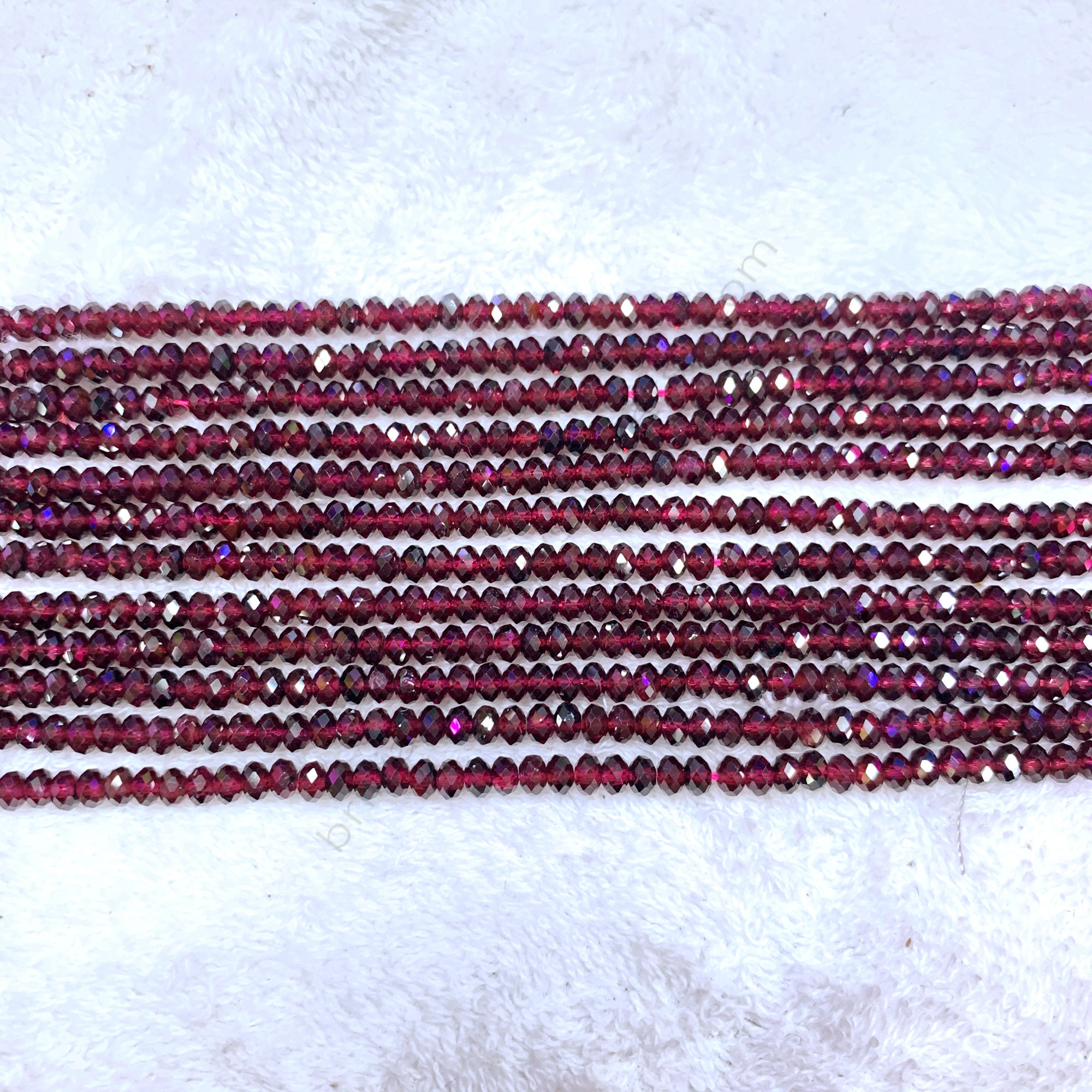Tiny Red Garnet Rondelle Beads Micro Faceted 3x2mm 4x3mm Natural Red ...
