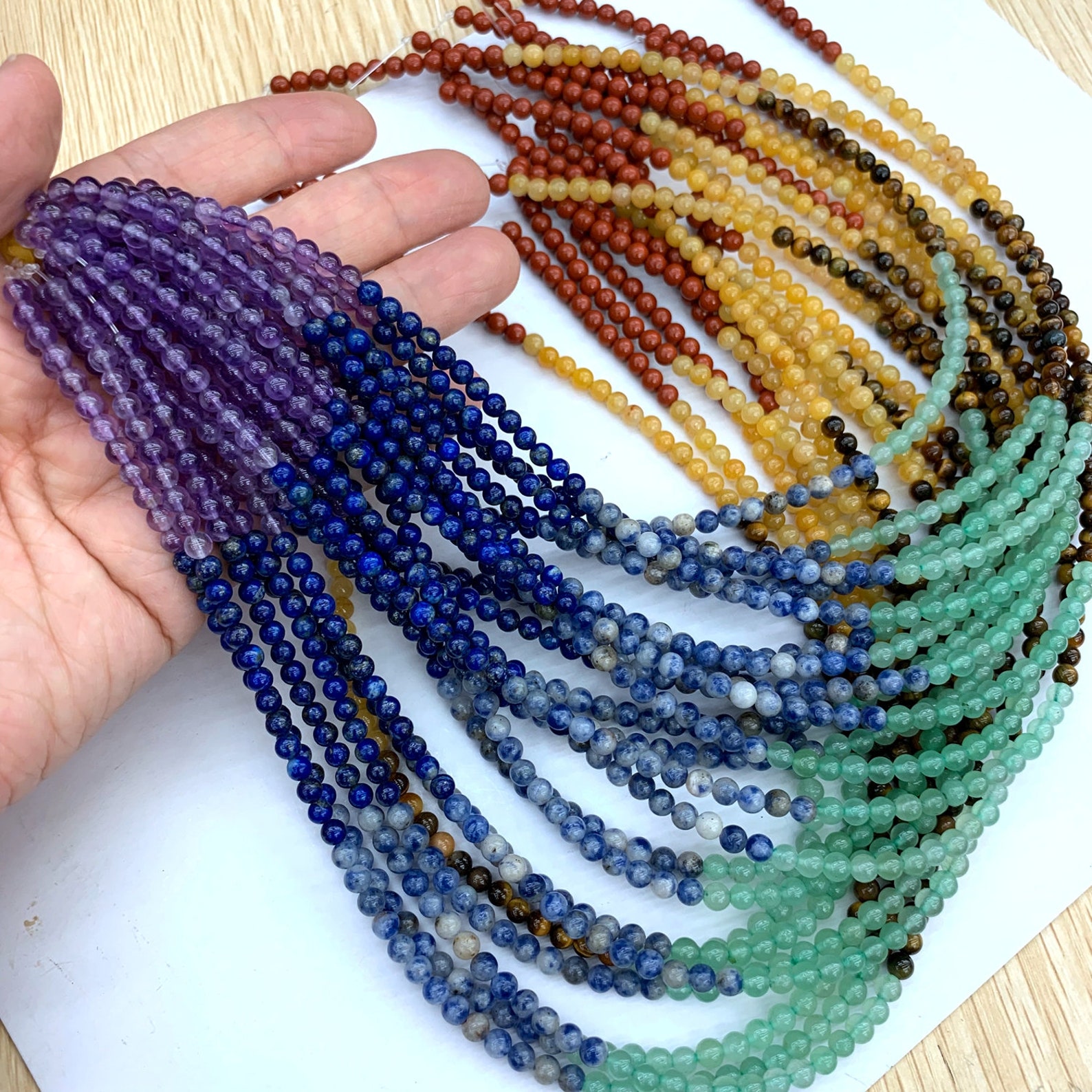 7 Chakra Beads 4mm Smooth Full String Tiny 7 Chakra Gemstone | Etsy