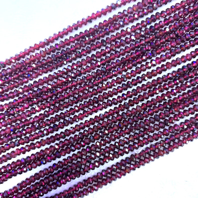 Tiny Red Garnet Rondelle Beads Micro Faceted 3x2mm 4x3mm Natural Red ...