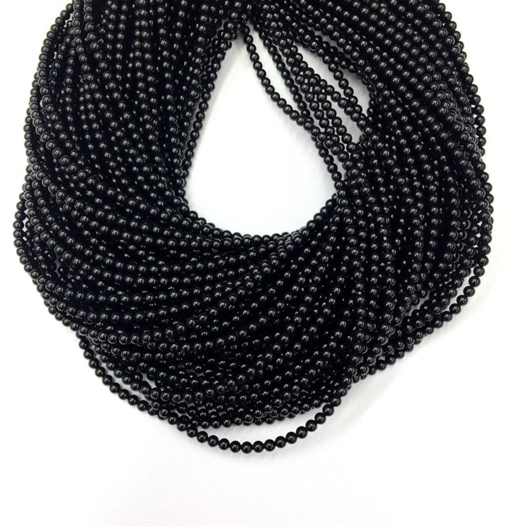 Black Onyx Beads 2mm 3mm 4mm Tiny Black Onyx Gemstone Beads Small Black ...