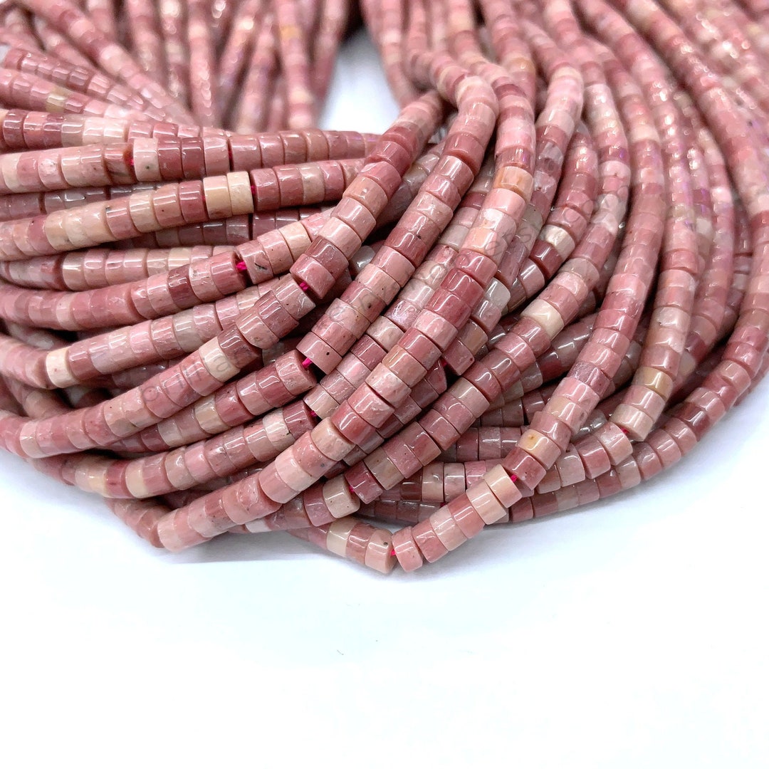 Tiny Pink Rhodonite Heishi Round Beads 3mm 4mm, Rhodonite Seed Beads ...