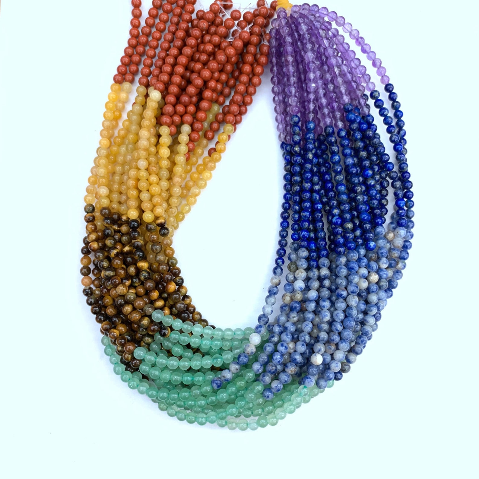 7 Chakra Beads 4mm Smooth Full String Tiny 7 Chakra Gemstone - Etsy