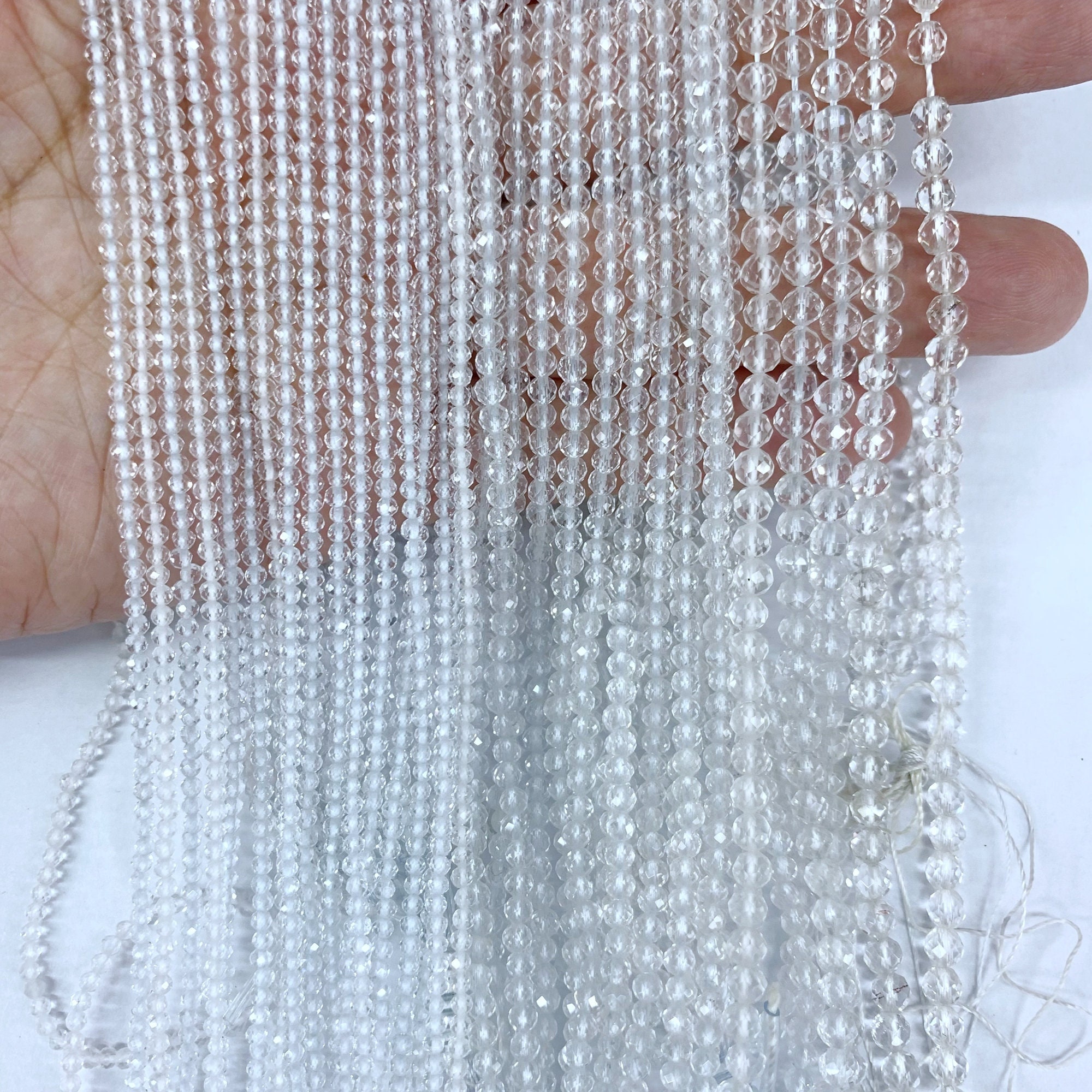 Natural Rock Crystal 2mm 3mm 4mm Micro Faceted Beads, Tiny Clear ...