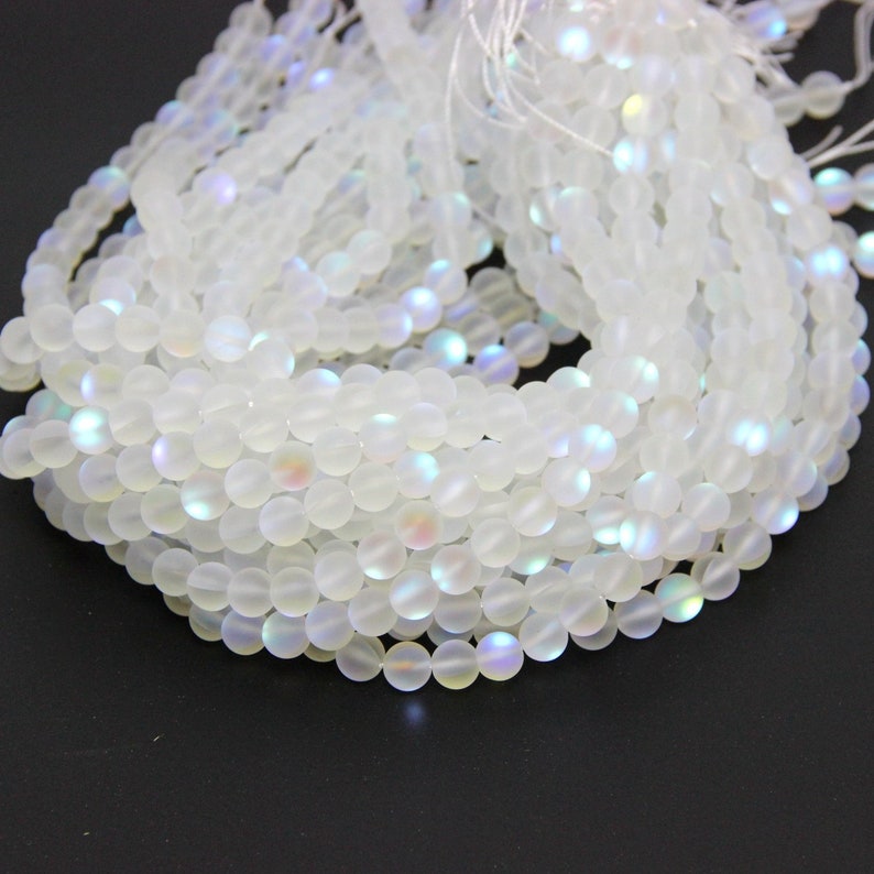 Matte White Aurora Crystal Beads 6 8 10mmHolographic | Etsy
