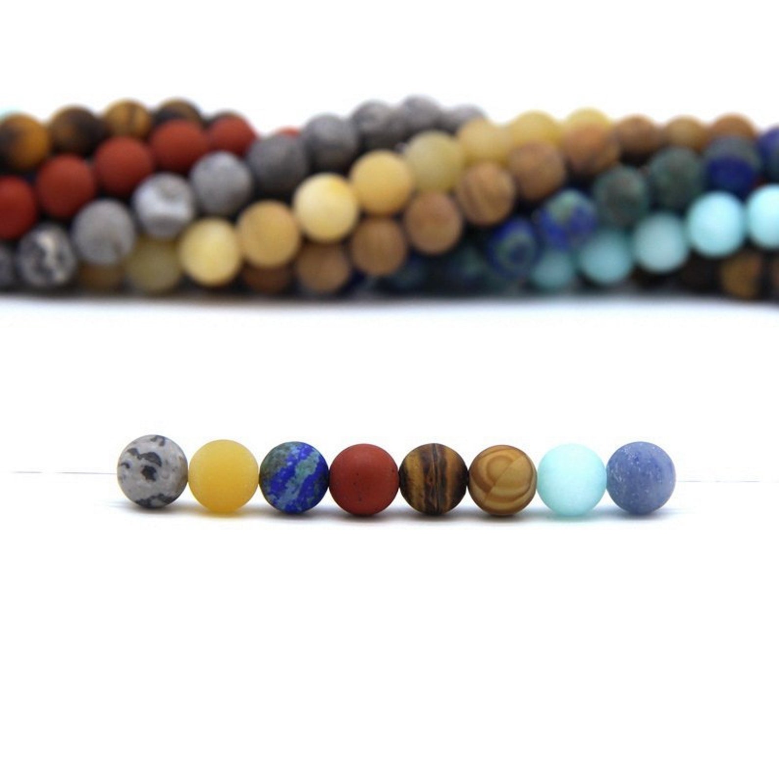 Matte Set Solar System Gemstone Beads 8mm 6mm,set Planet Beads ...