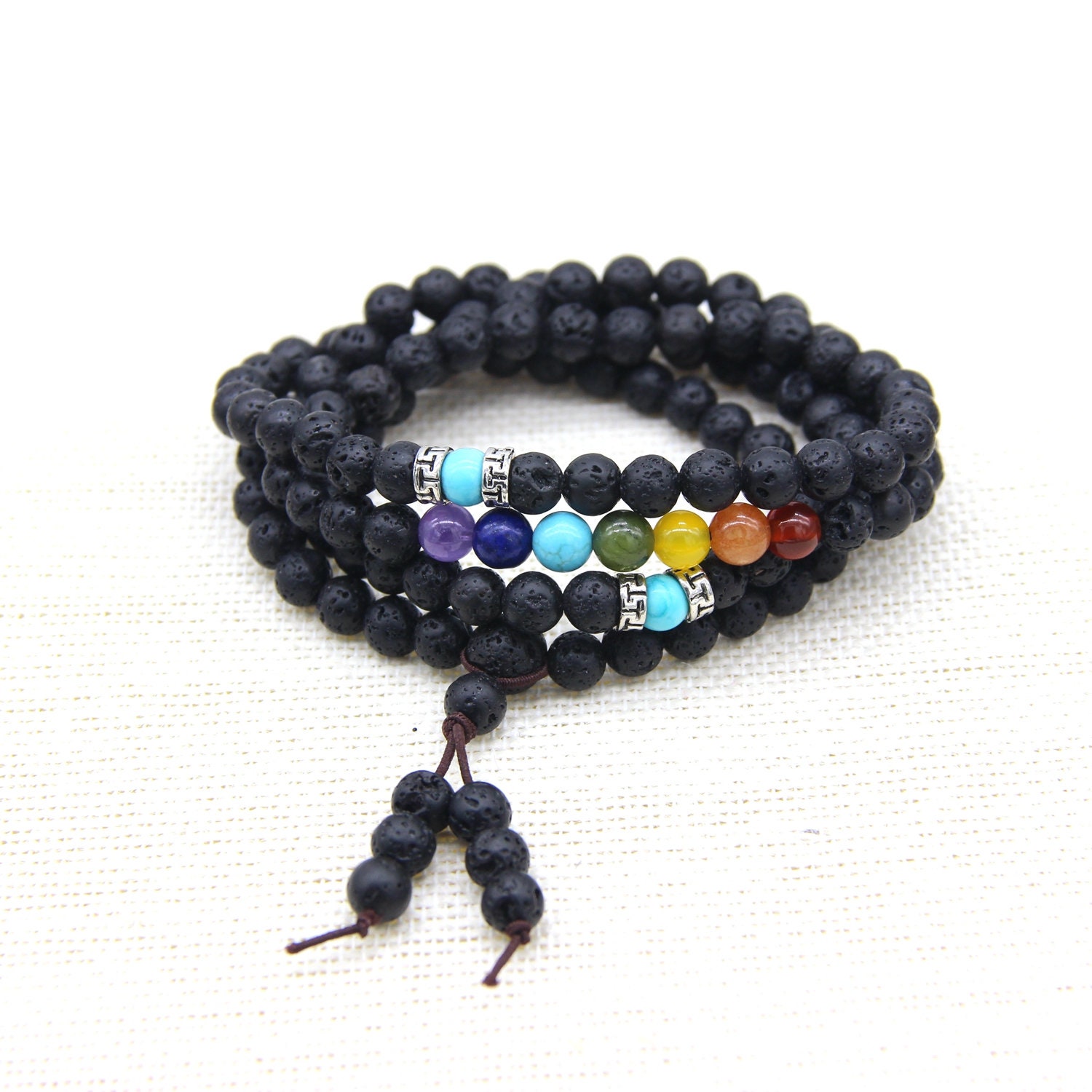 Chakra 108 Mala Beads Lava 7 Chakra Bracelet With Turquoise - Etsy