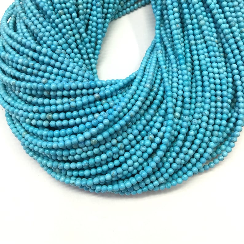 Blue Turquoise Beads 2mm 3mm Tiny Turquoise Smooth Round Beads - Etsy