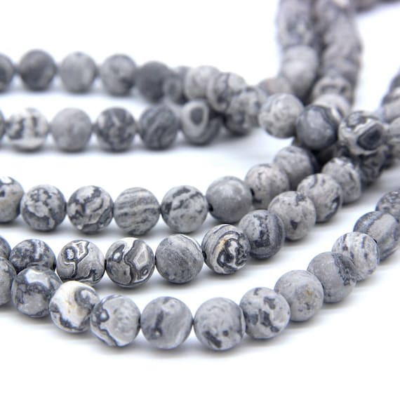 Matte Gray Picture Jasper Beads 6mm 8mm 10 12mm Gray Map - Etsy Australia