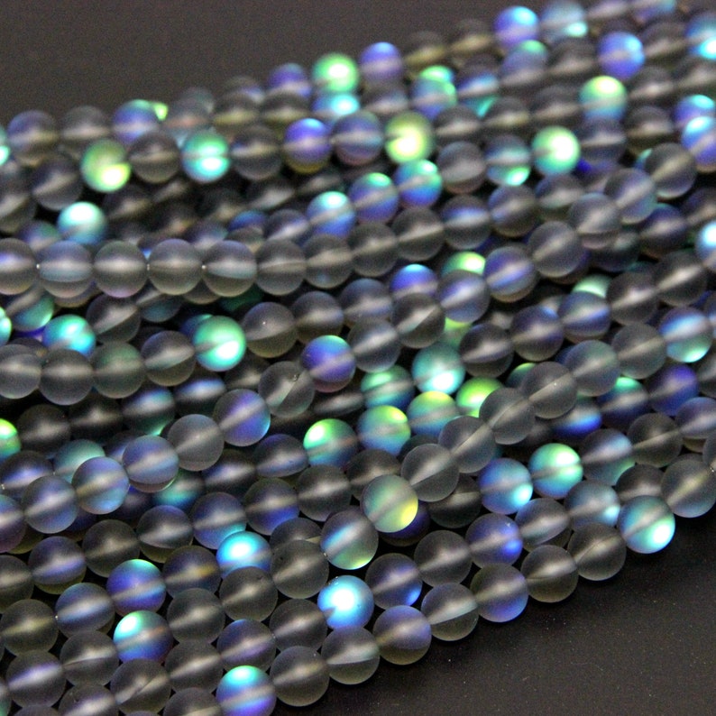 Matte Gray Aurora Borealis Crystal Beads 6 8 10mmjet Black | Etsy