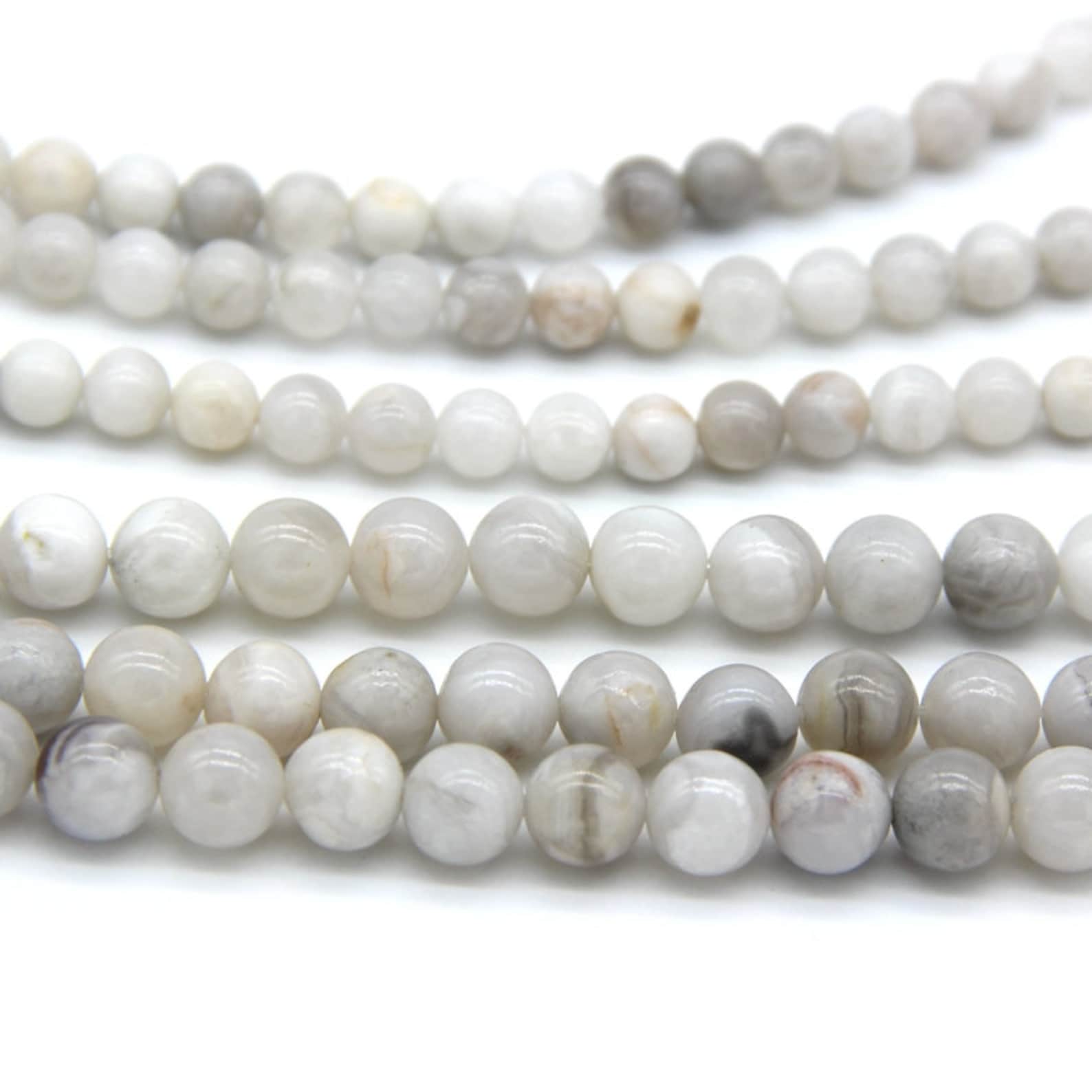 Natural White Agate Beads 4 6 8mm 10mm White Gemstone Cream | Etsy
