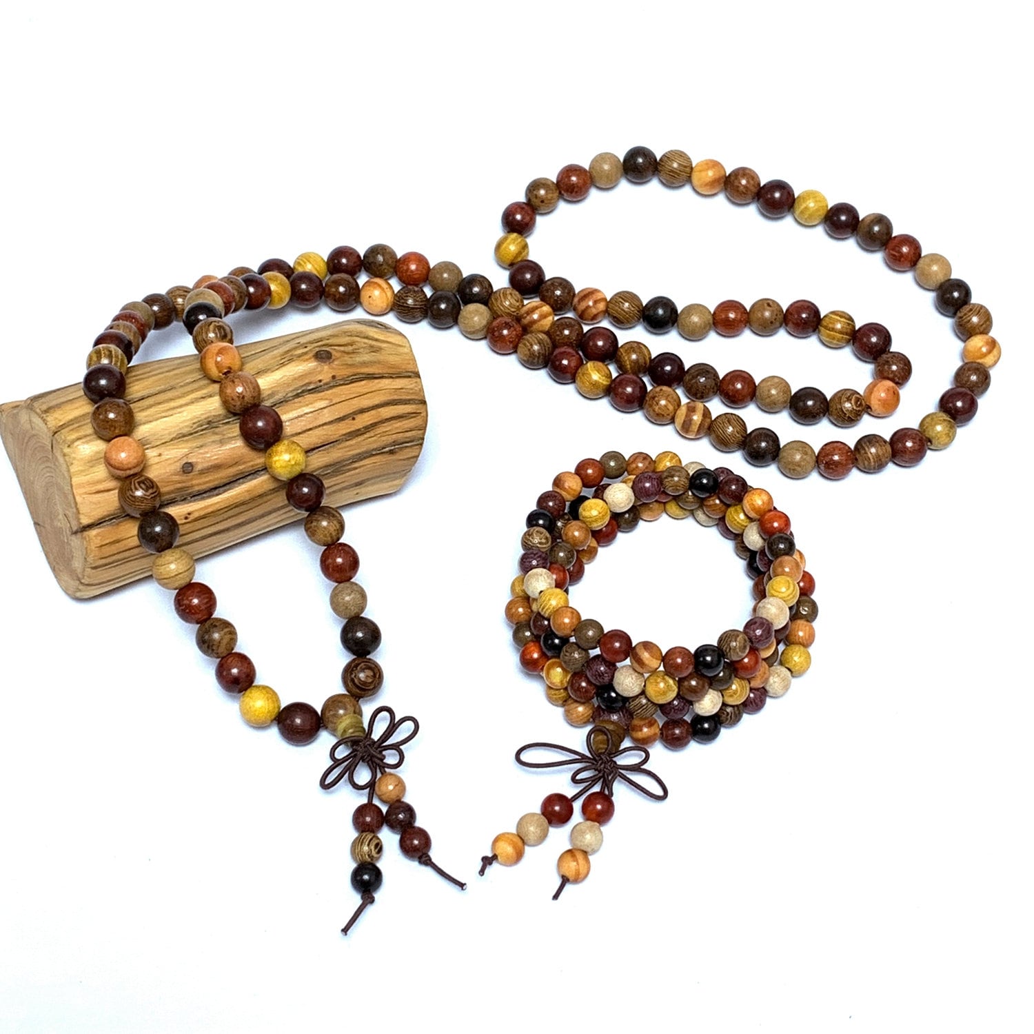 108 Wood Mala,sandalwood Mala Beads 6mm 8mm,multi Color Wood Mala ...