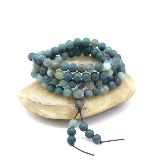 Moss agate mala store