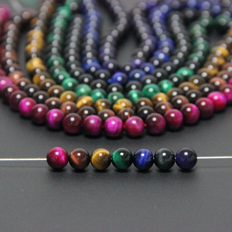 7 Chakra Beads Rainbow Tiger Eye Beads 8mm, Set Chakra Beads, 7 Chakra ...