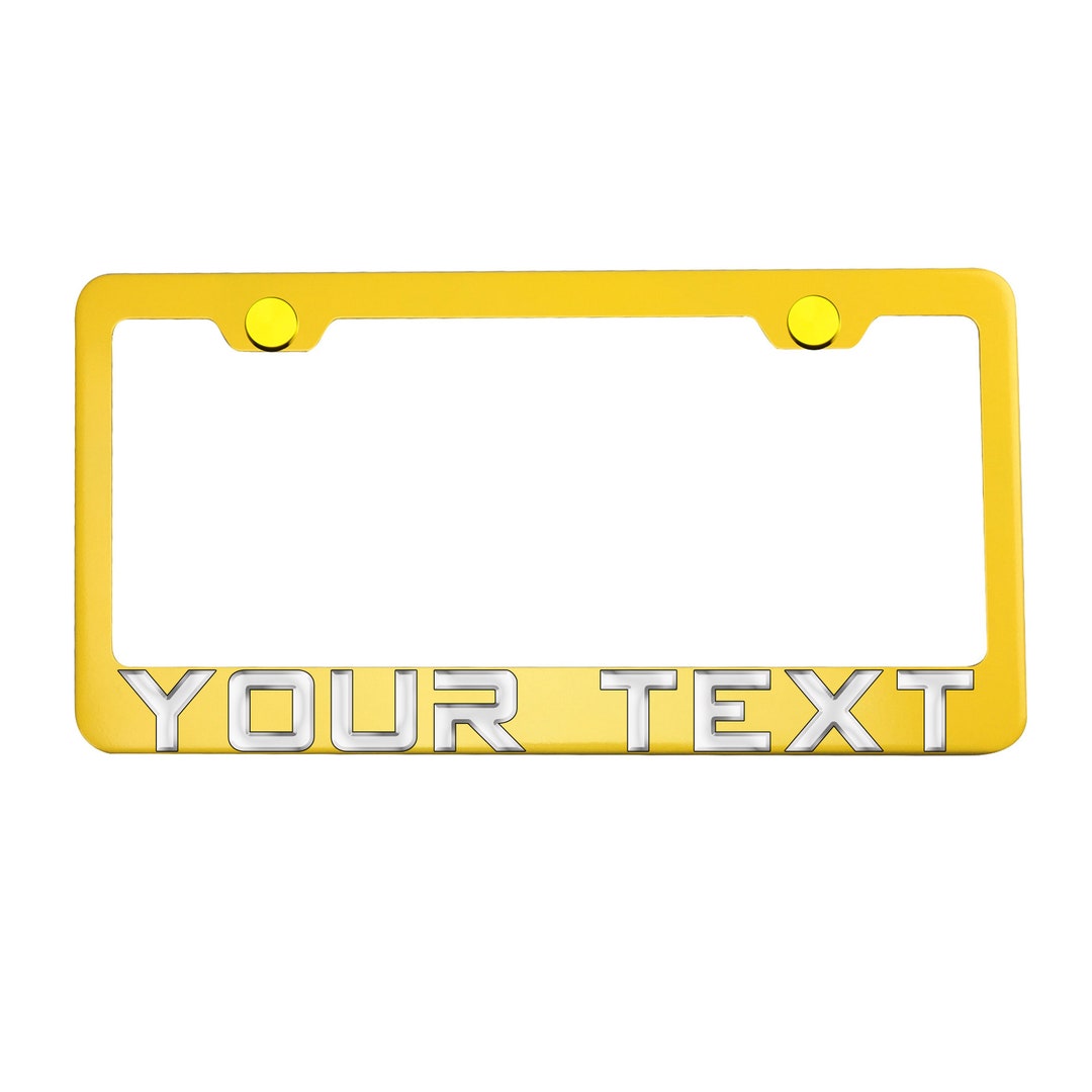 Custom 3D Metal Text Letter Yellow License Plate Frame W/ Metal Screw ...