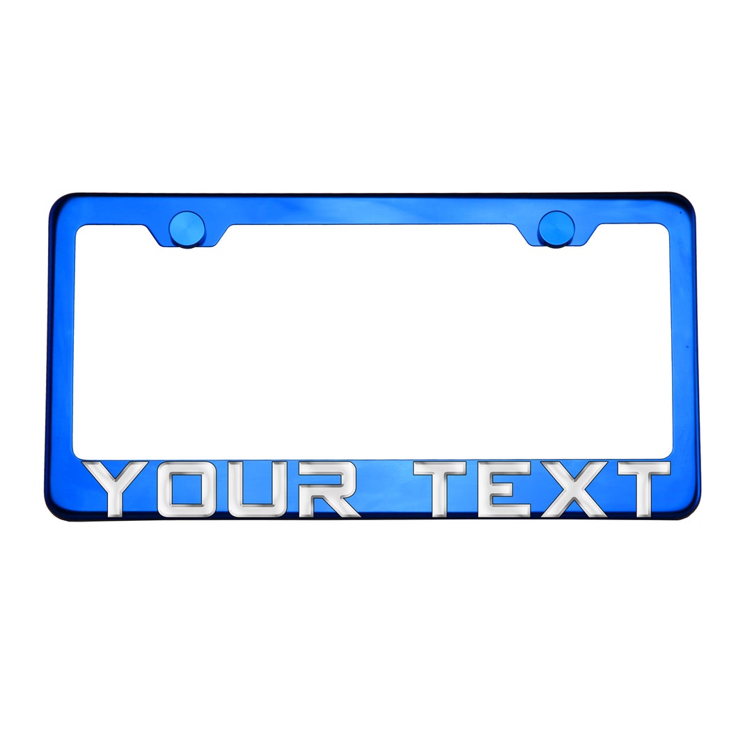 Custom 3D Metal Text Letter Blue Chrome License Plate Frame W/ Metal ...