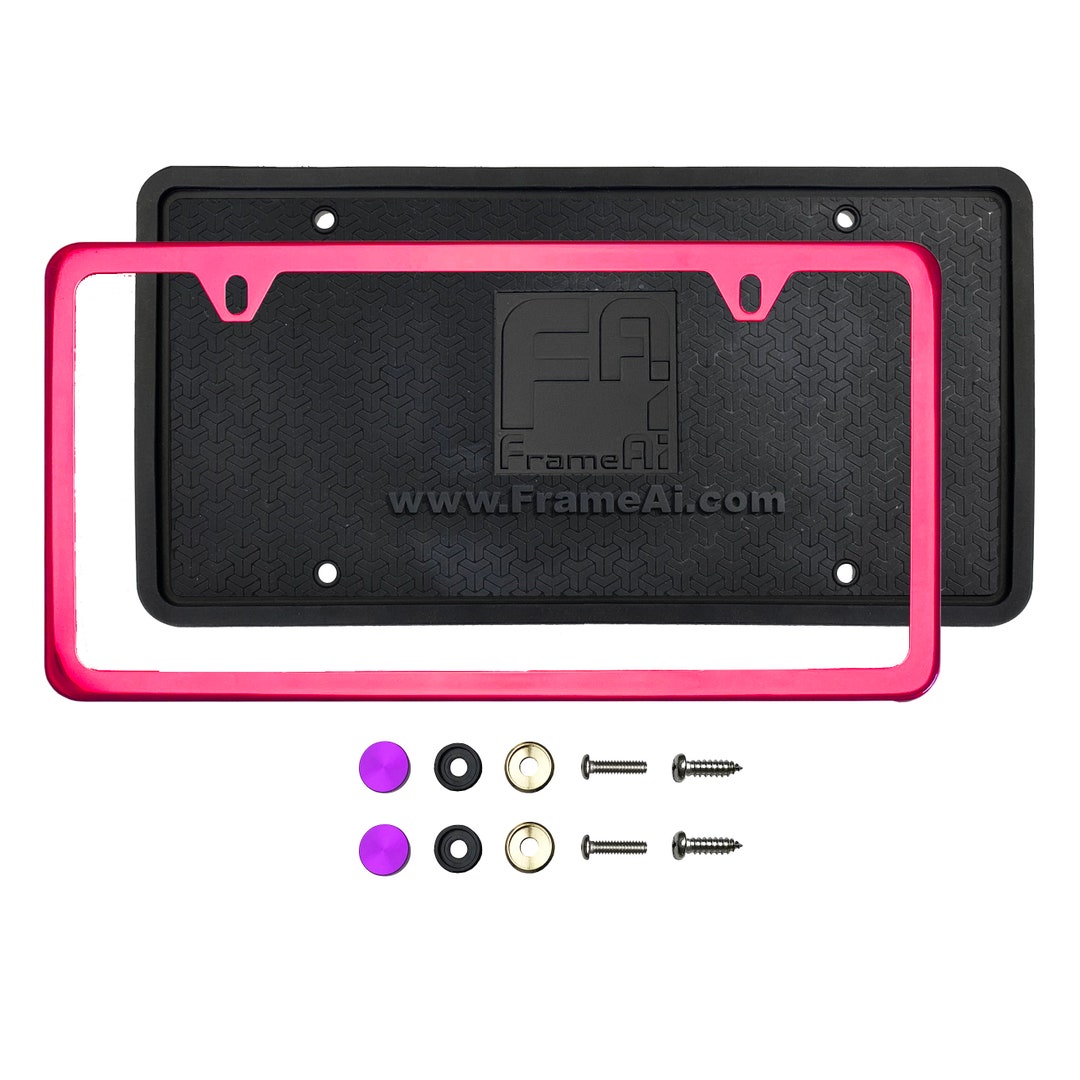 Ka Depot Silicone Back Guard Raspberry Pink Chrome License Plate Frame ...