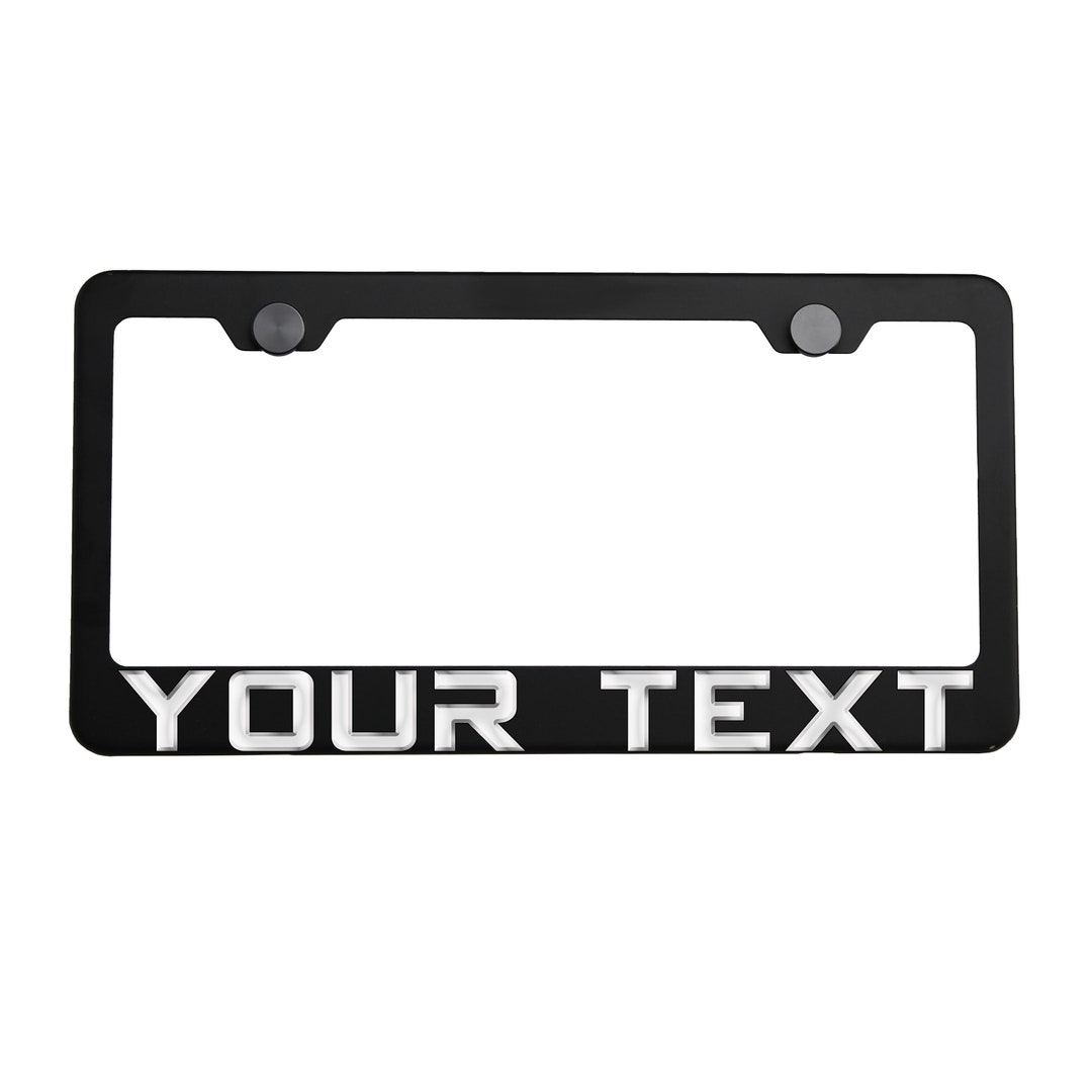 Custom 3D Metal Text Letter Matte Black License Plate Frame W/ Metal ...
