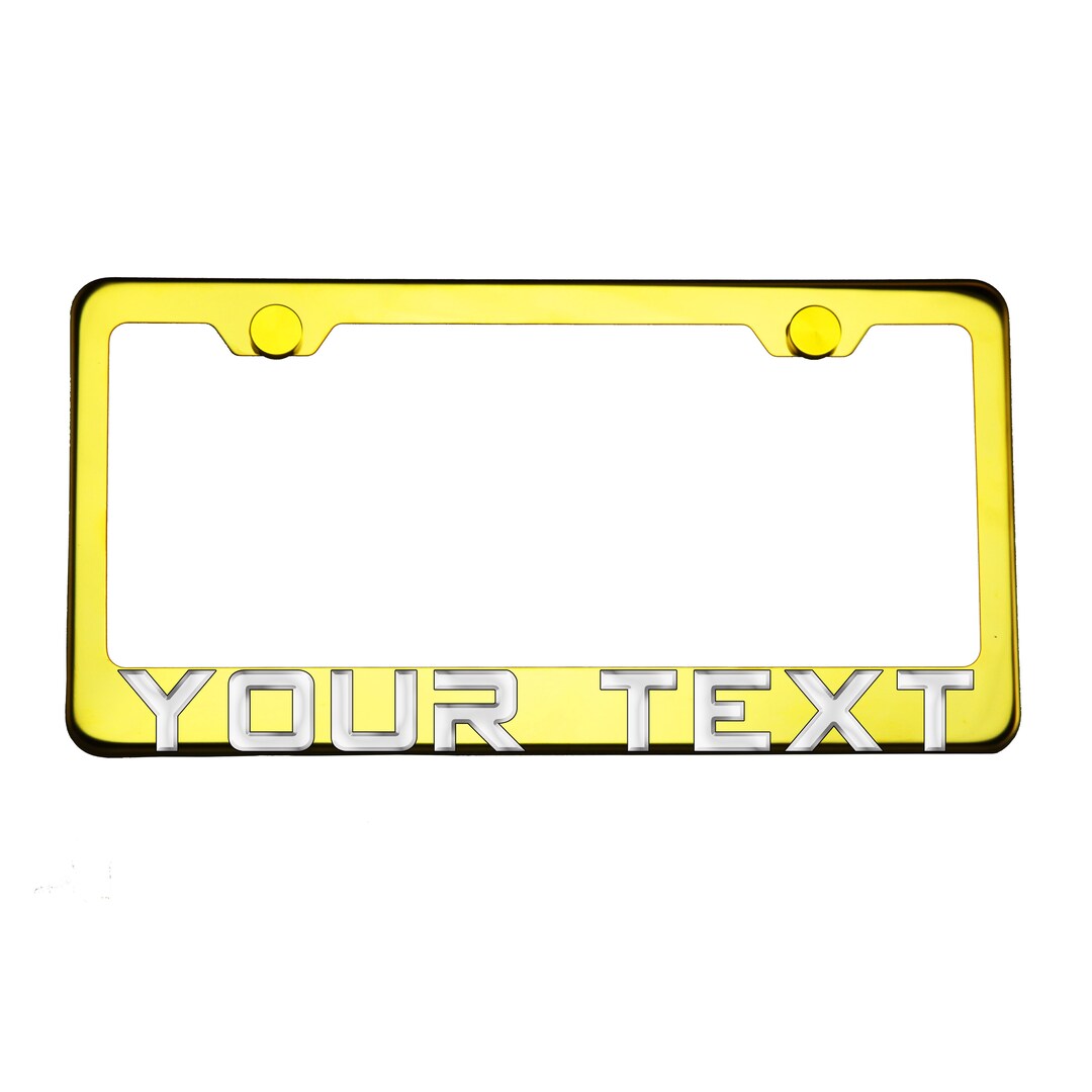 Custom 3D Metal Text Letter Gold Chrome License Plate Frame W/ Metal ...