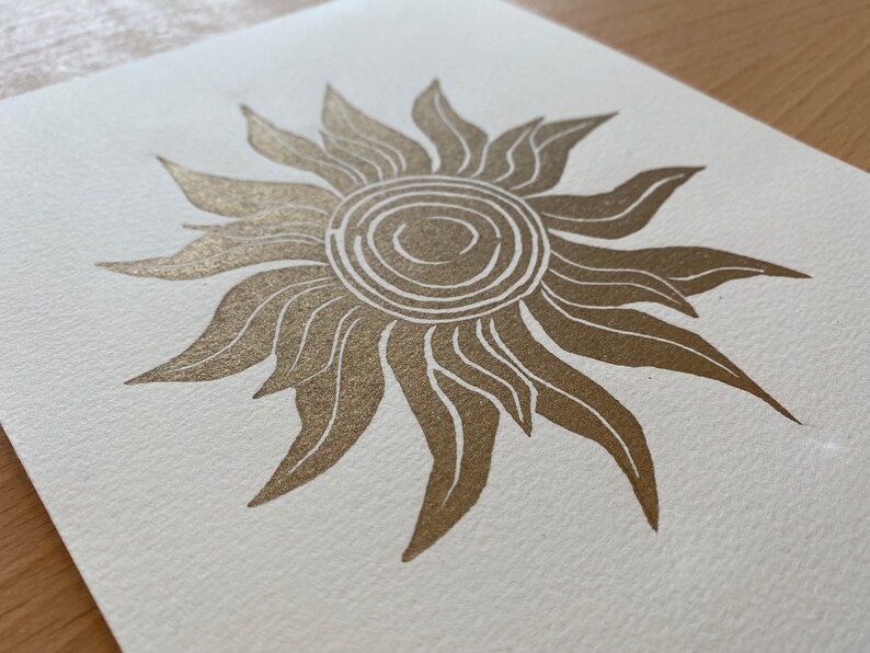 Sun Lino Print Original Linocut Nature Lovers Gift Hygge Presents for ...